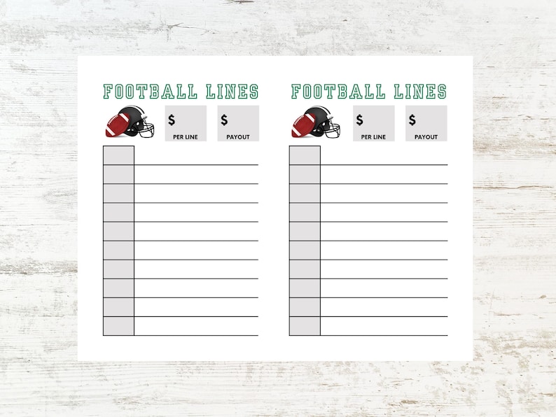 Football Lines Printable, 10 Lines Football Pool, Football Party Games ...