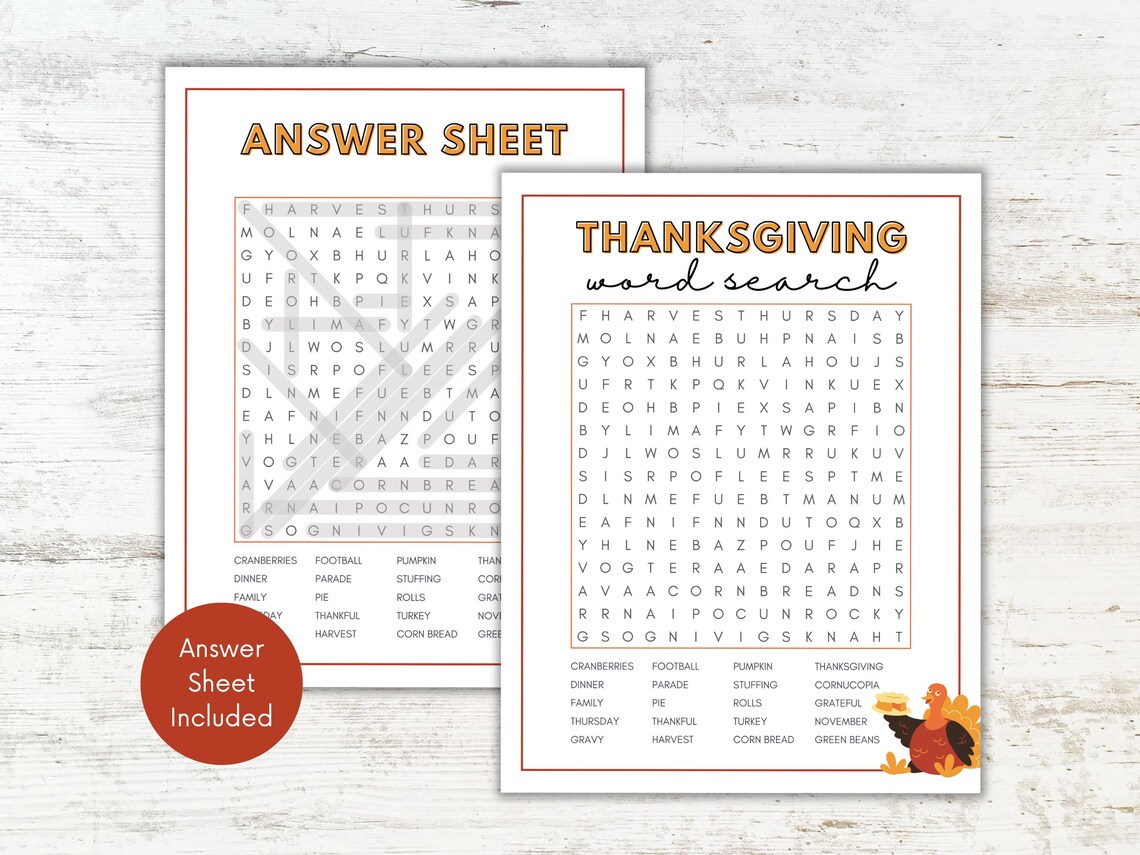 Thanksgiving Word Search Game Printable, Thanksgiving Printable Games ...