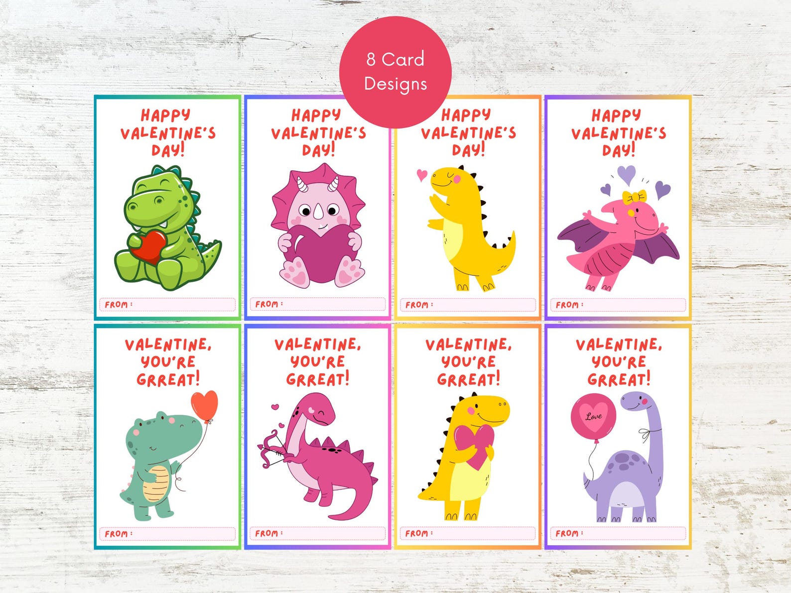 Printable Dinosaur Valentine’s Day Cards, Classroom Valentine’s Day ...