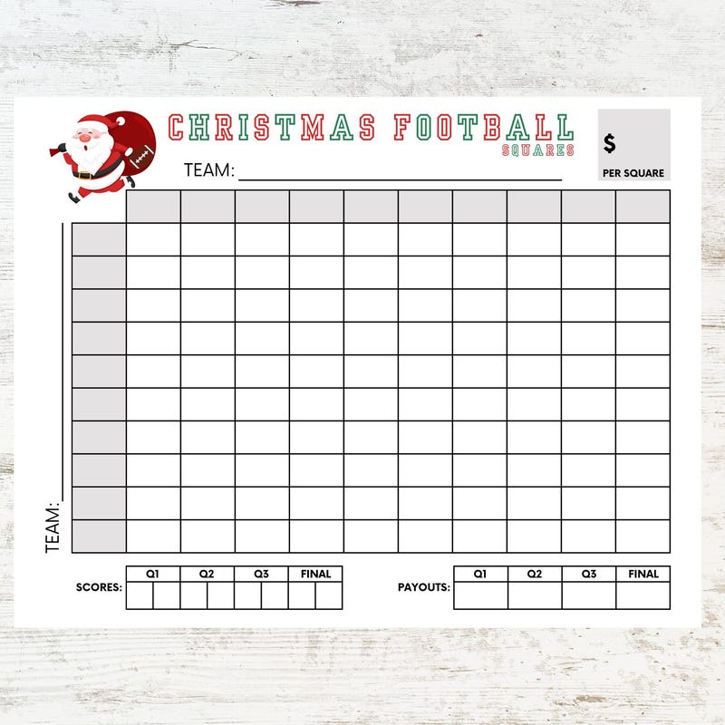 Christmas Day Football Squares - Etsy