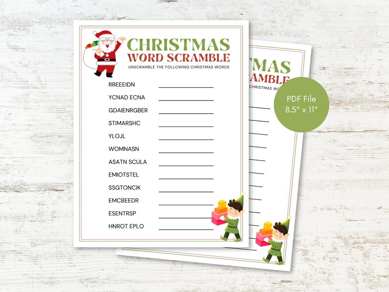 Christmas Word Scramble Game Printable, Christmas Printable Games ...