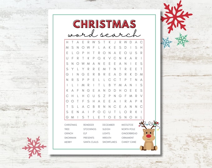 Christmas Word Search Game Printable, Christmas Party Game, Word Search ...