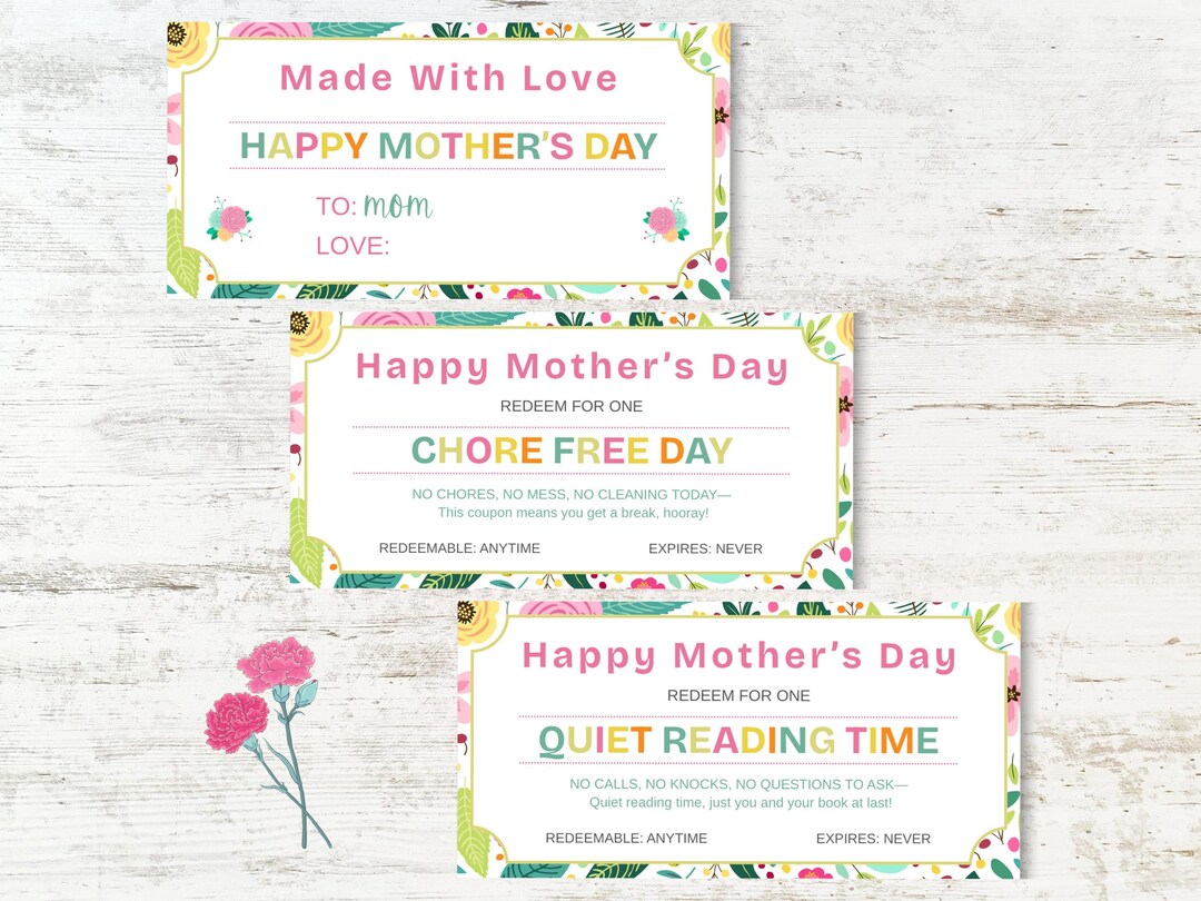 Mother's Day Coupon Book Printable, Mother's Day Coupons, Mothers Day ...