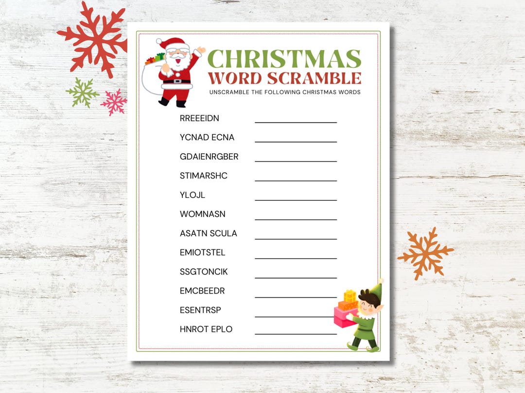 Christmas Word Scramble Game Printable, Christmas Printable Games ...