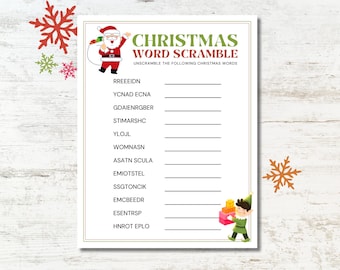 Christmas Word Scramble Game Printable - Christmas Party Game for Kids ...