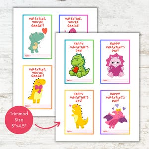 Printable Dinosaur Valentine’s Day Cards, Classroom Valentine’s Day ...