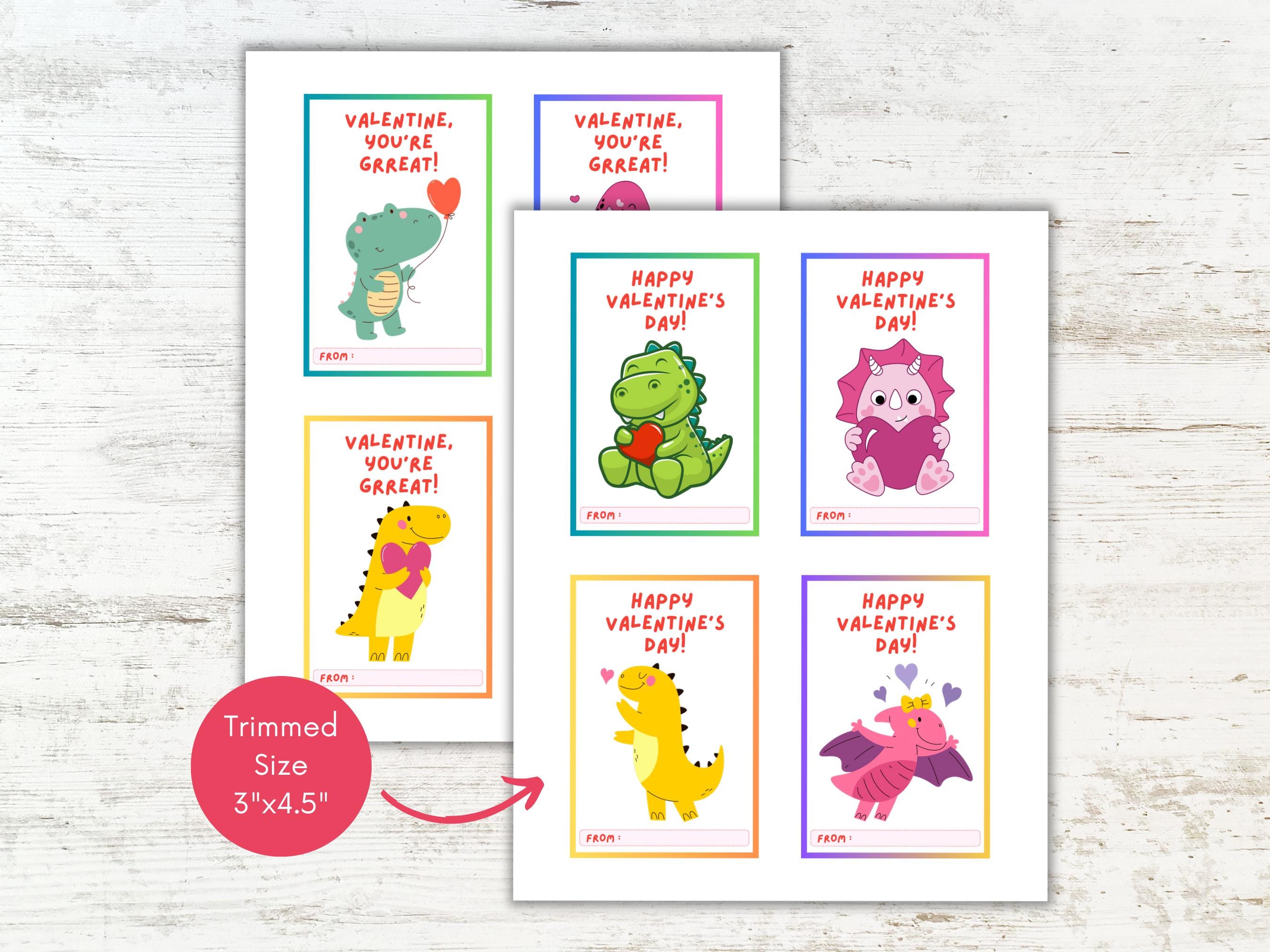 Printable Dinosaur Valentine’s Day Cards, Classroom Valentine’s Day ...