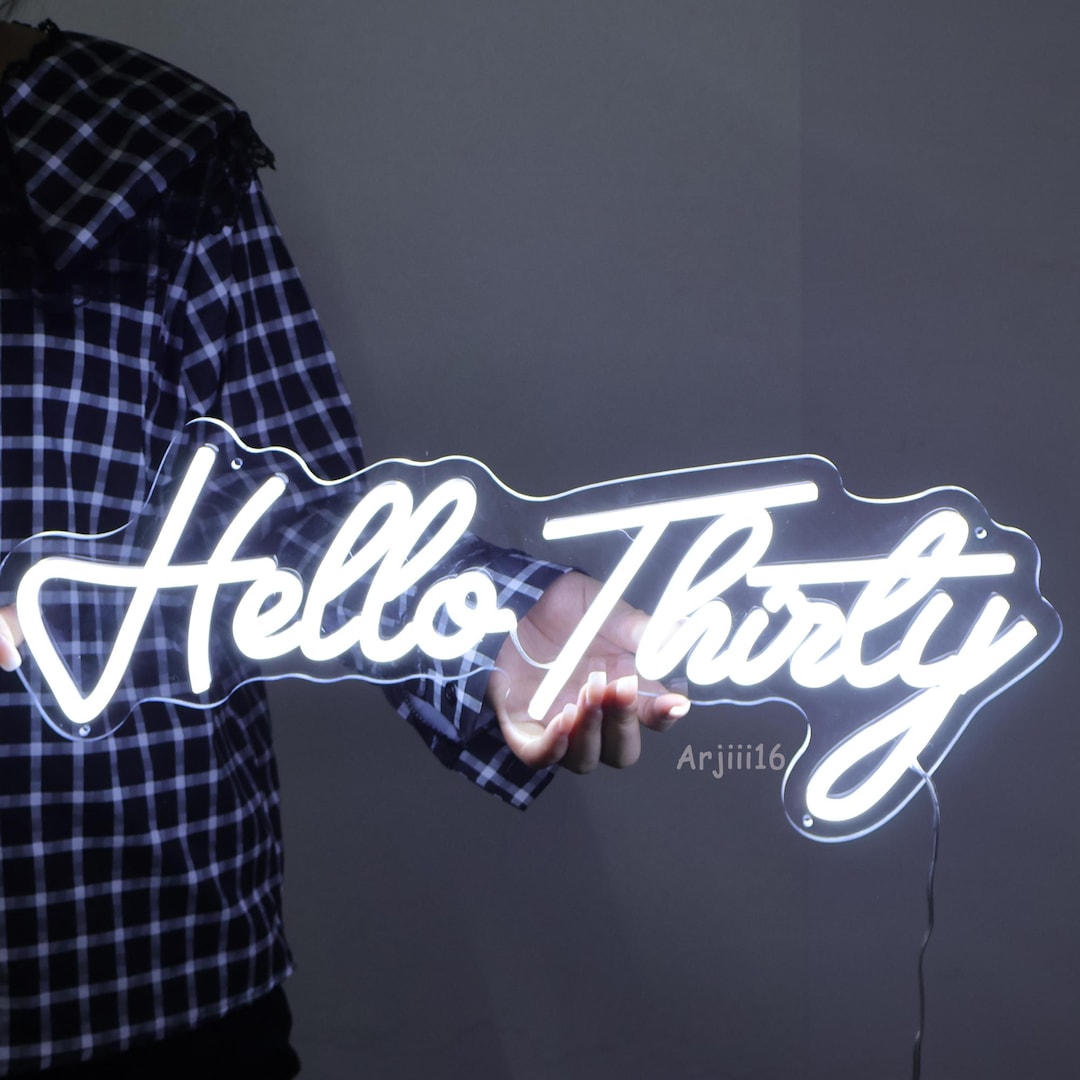 Hello Thirty Neon Sign, 30th Birthday Neon Light, Happy Birthday Party ...