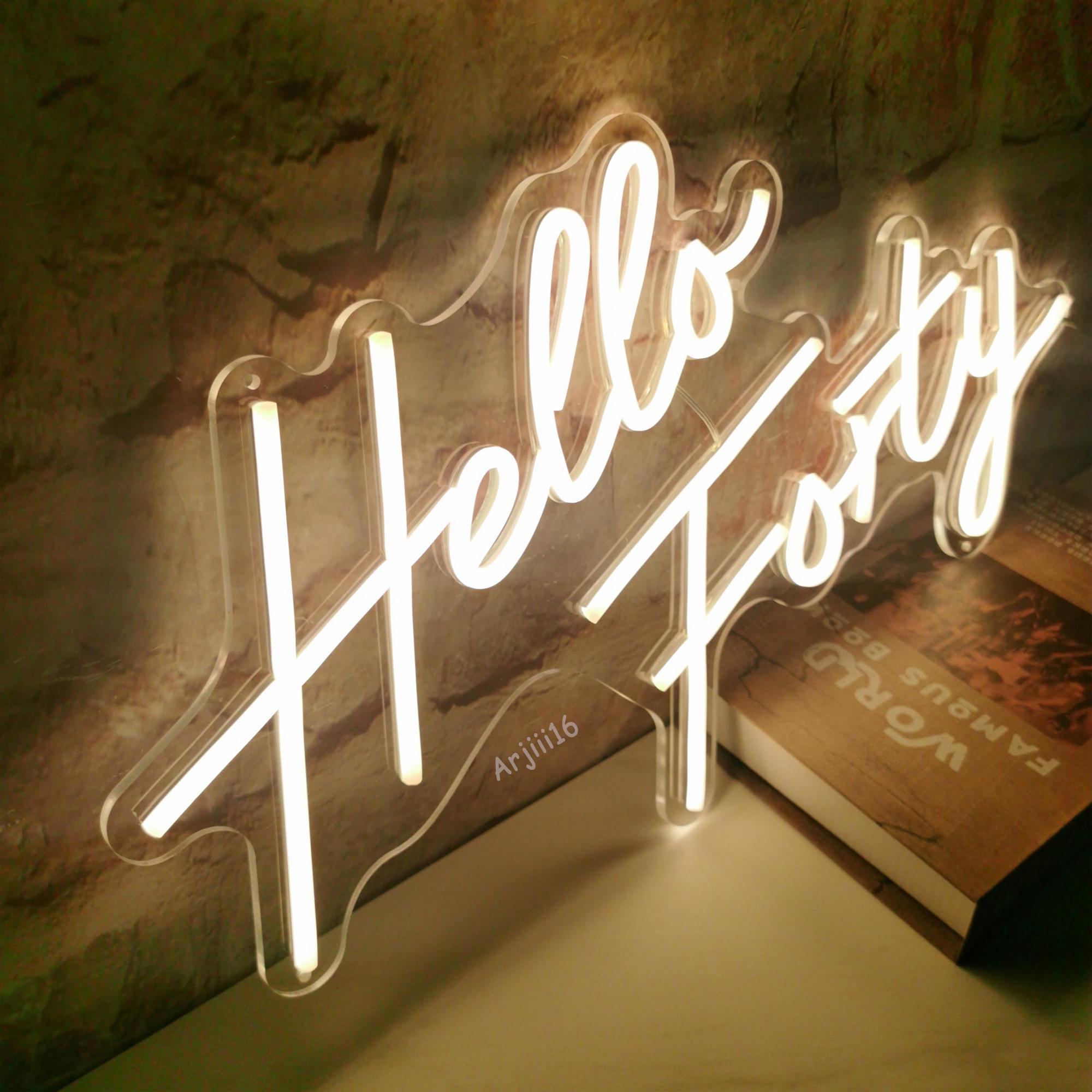 Hello Forty Neon Sign, 40th Birthday Party Decorations, Neon Signs for ...