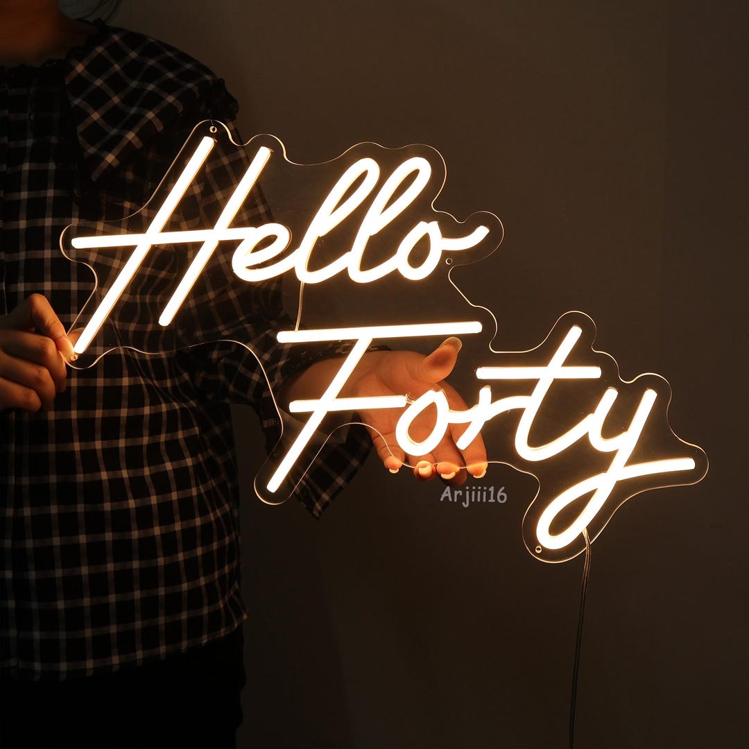 Hello Forty Neon Sign, 40th Birthday Party Decorations, Neon Signs for ...