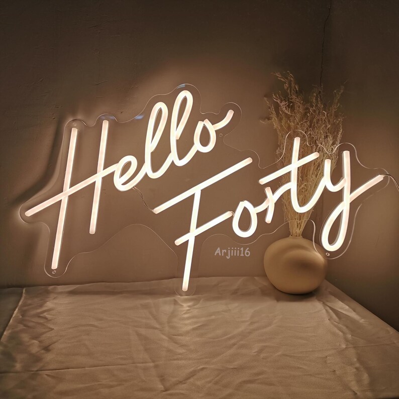 Hello Forty Neon Sign, 40th Birthday Party Decorations, Neon Signs for ...