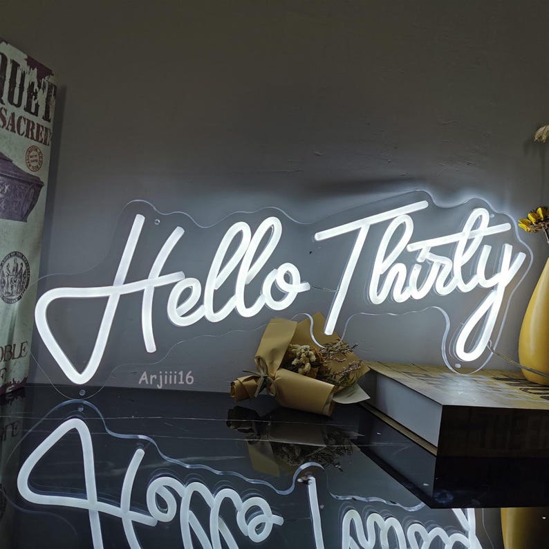 Hello Thirty Neon Sign, 30th Birthday Neon Light, Happy Birthday Party ...