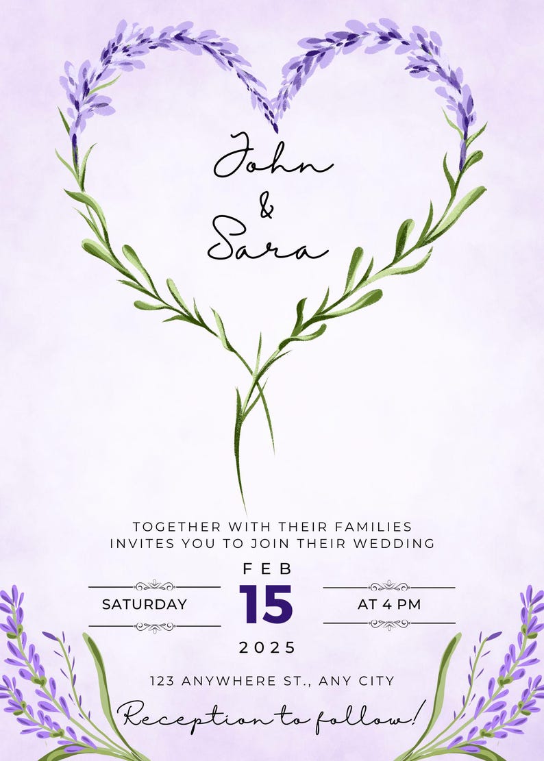 Purple Wedding Invitation - Etsy