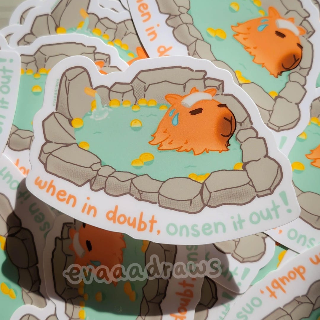 Capybara Onsen Sticker Vinyl Waterproof Sticker - Etsy