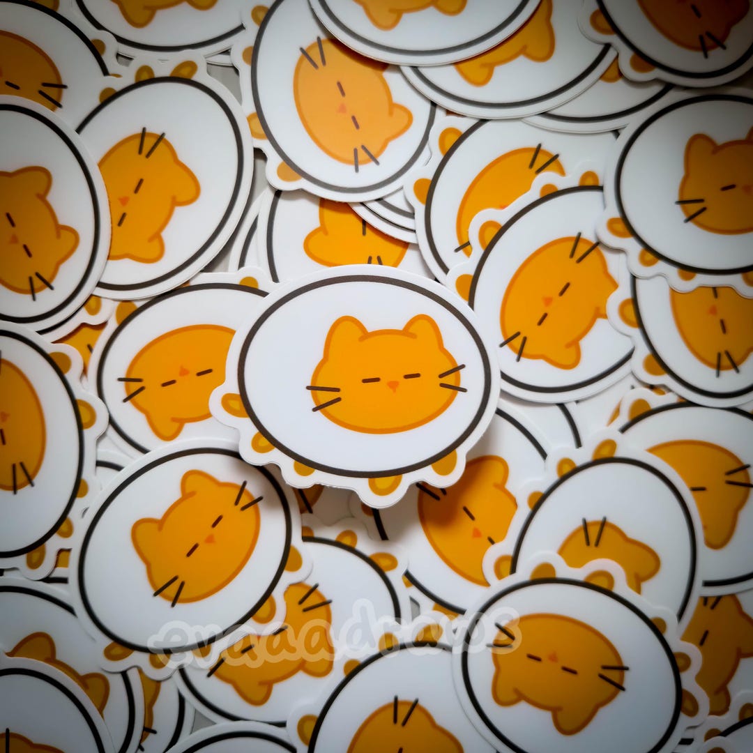 Egghead Cat - Vinyl Waterproof Sticker - Etsy