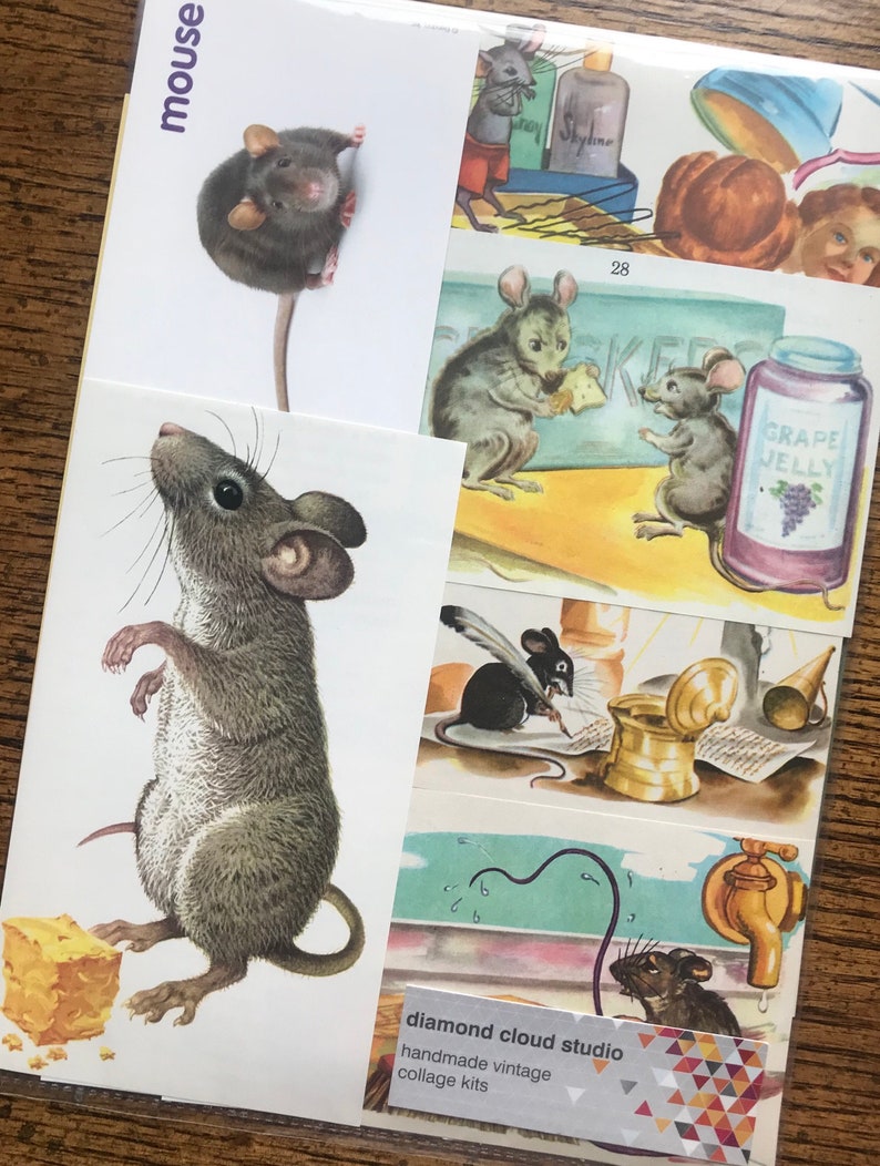 There's a Mouse in the House Vintage Mice Collage | Etsy