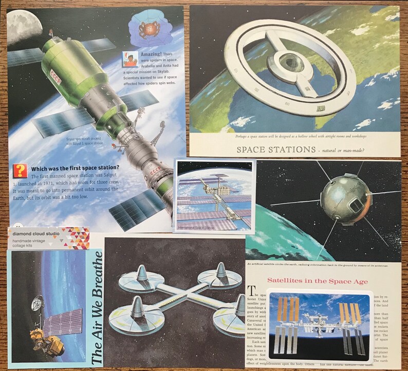 Space Stations and Satellites Vintage Outer Space and | Etsy