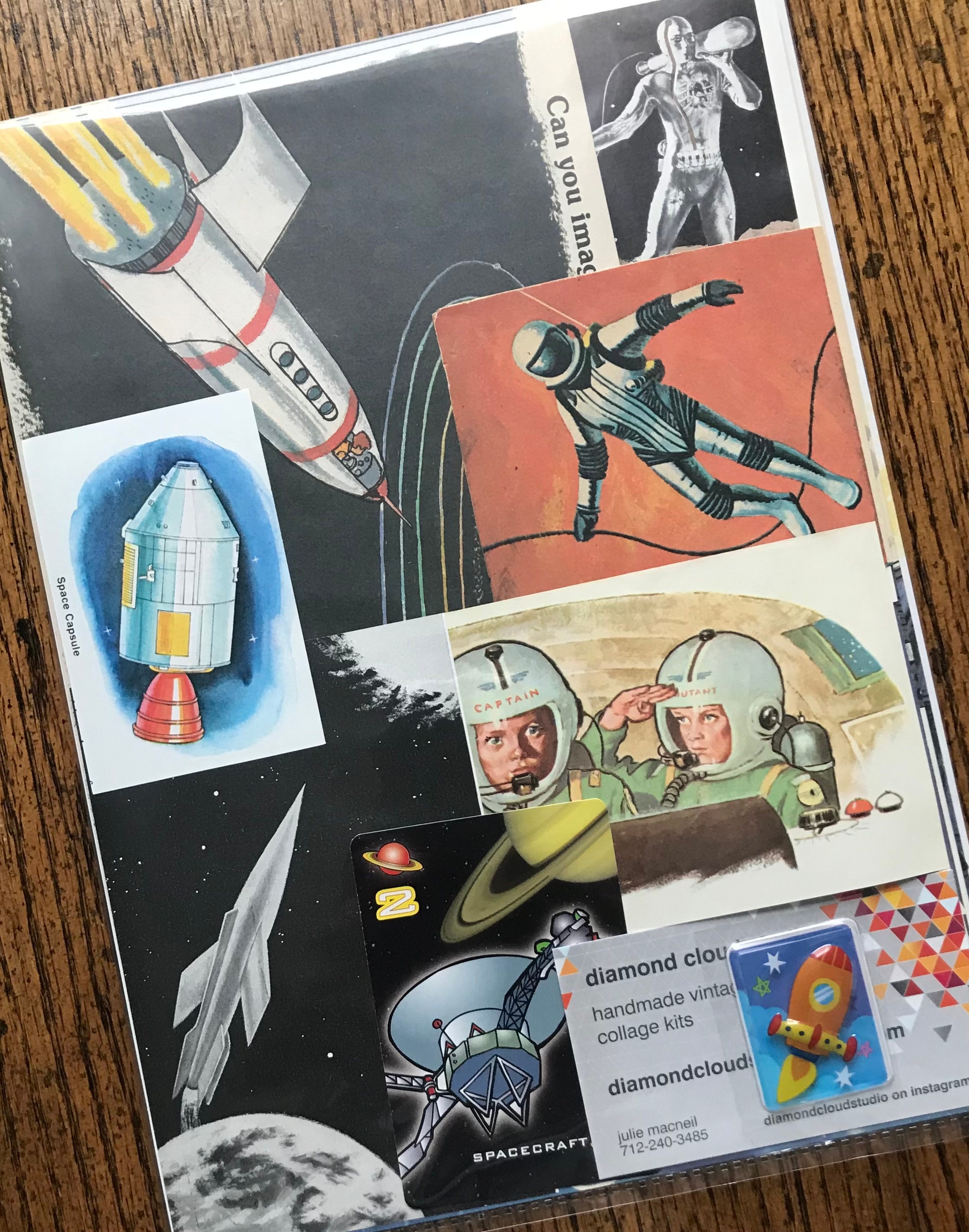 Blast off to Outer Space Vintage Astronaut and Rocket Collage - Etsy