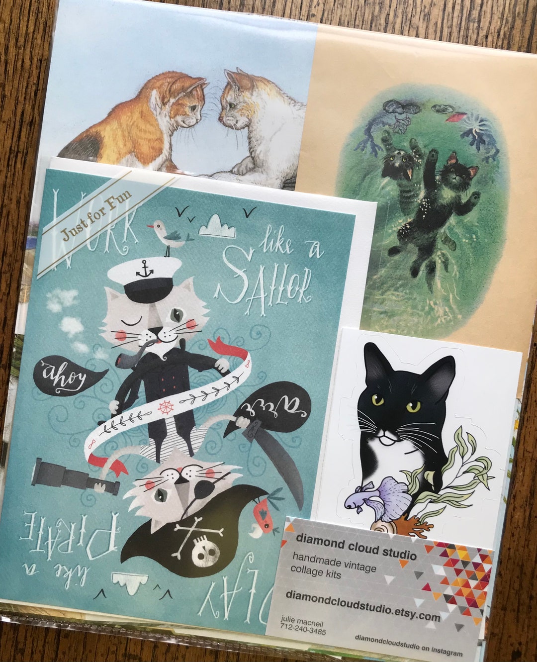 Cats and the Sea Vintage Ocean and Cat Collage Scrapbook and - Etsy