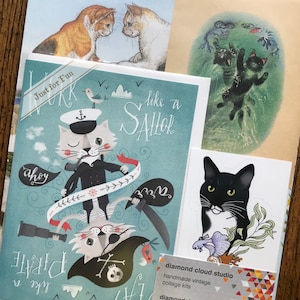 Cats and the Sea Vintage Ocean and Cat Collage Scrapbook and - Etsy