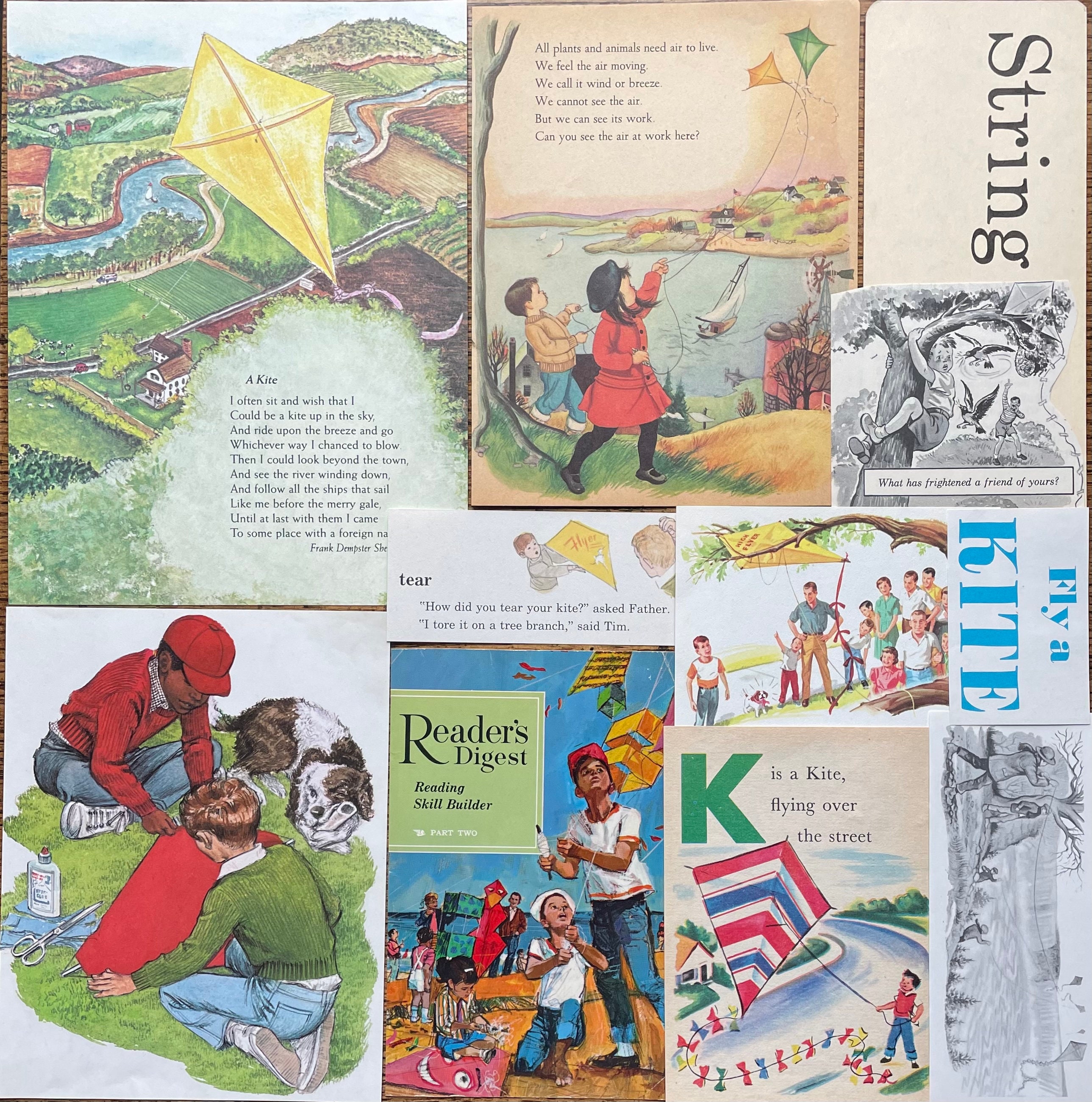 Go Fly A Kite Vintage Windy Day in Spring Collage Scrapbook - Etsy