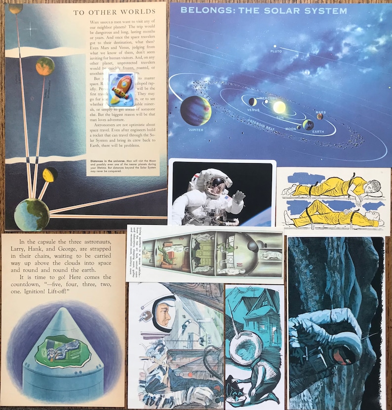 Blast off to Outer Space Vintage Astronaut and Rocket Collage - Etsy