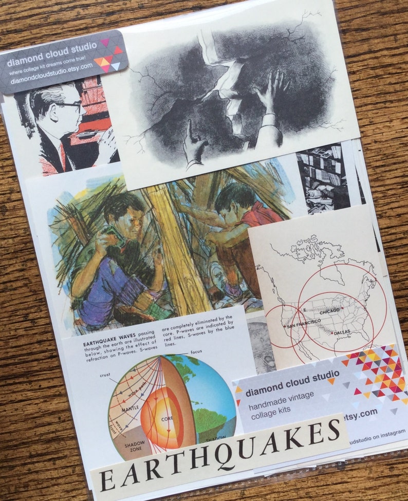 Earthquake Warning Vintage Natural Disaster Collage Scrapbook | Etsy