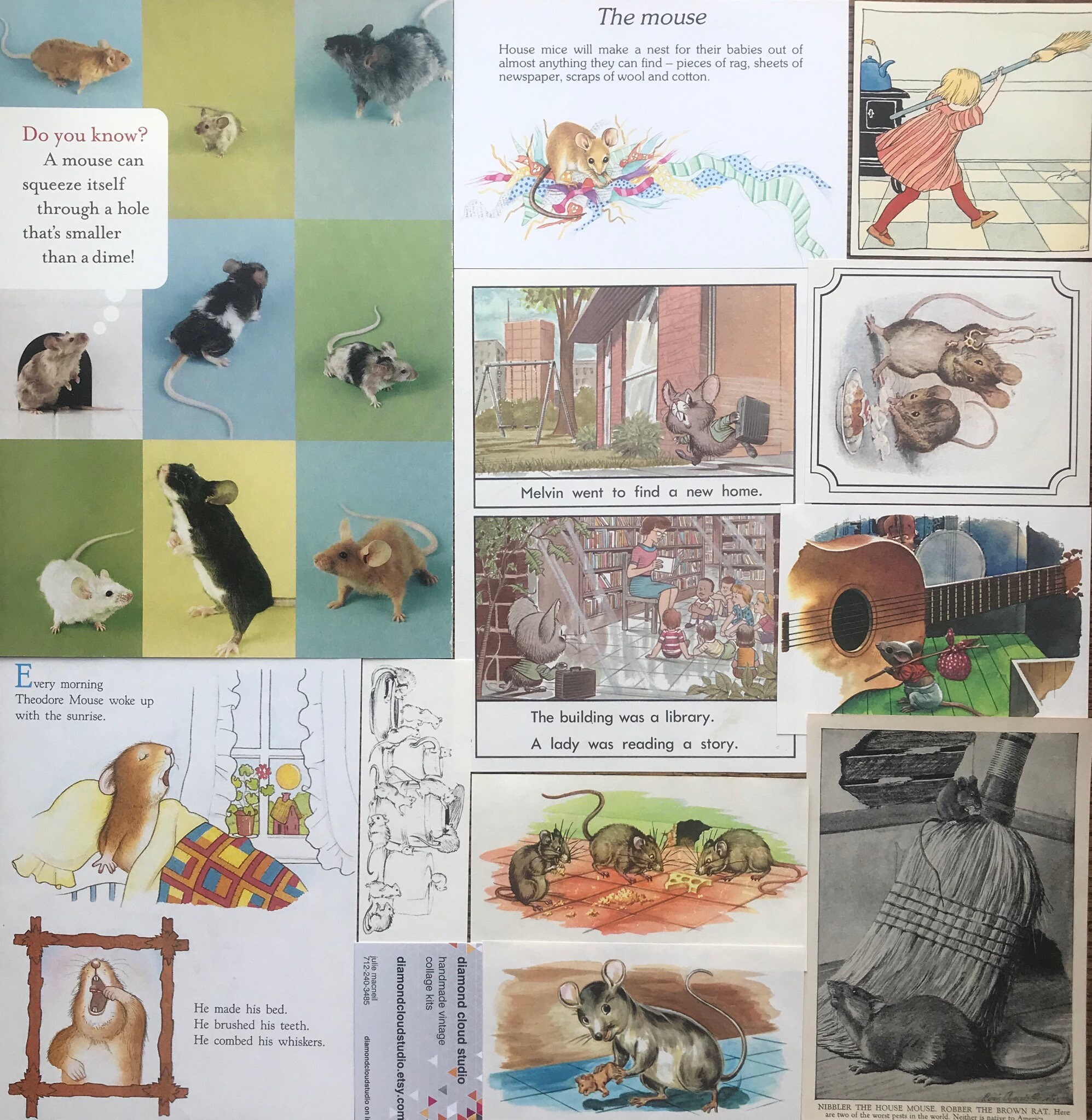 There's a Mouse in the House Vintage Mice Collage - Etsy