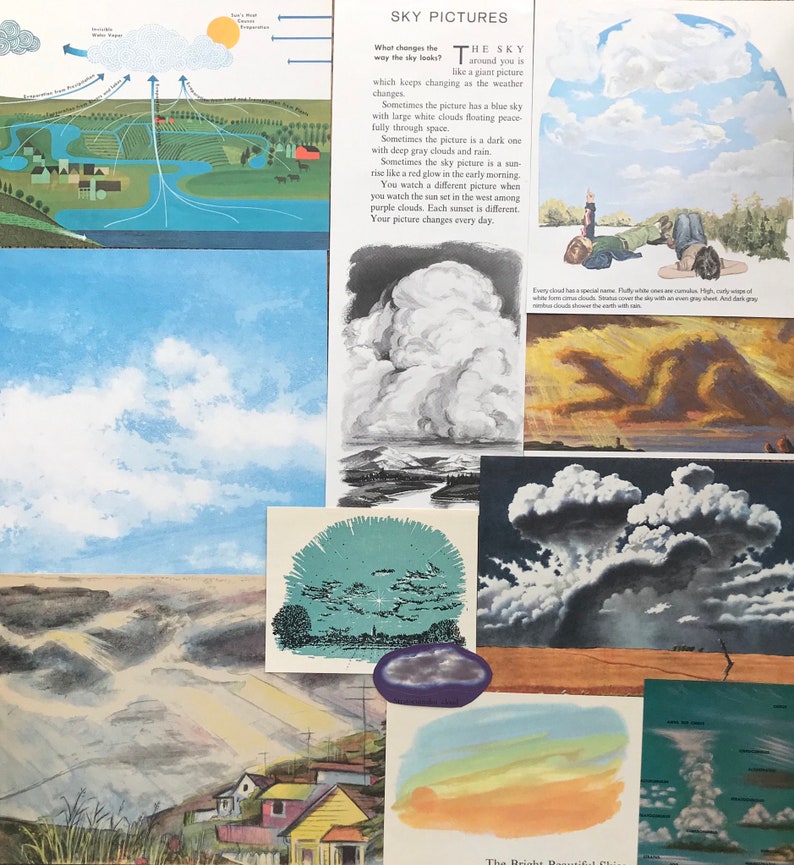 Weather Forecast: A Cloudy Day Vintage Cloud and Sky Collage - Etsy
