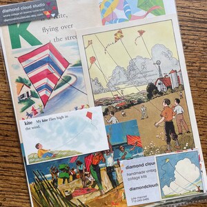 Go Fly A Kite Vintage Windy Day in Spring Collage Scrapbook | Etsy