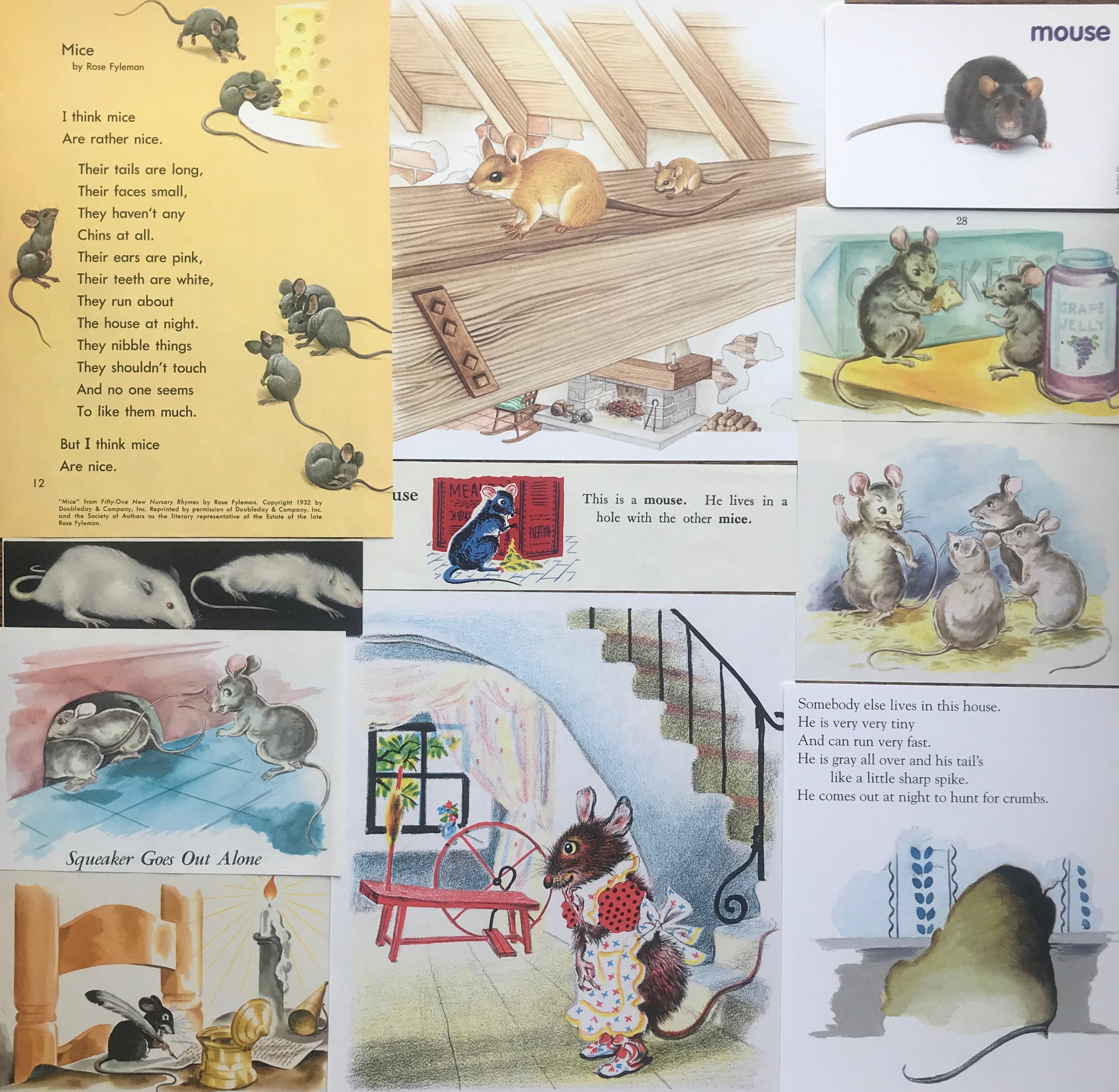 There's a Mouse in the House Vintage Mice Collage - Etsy