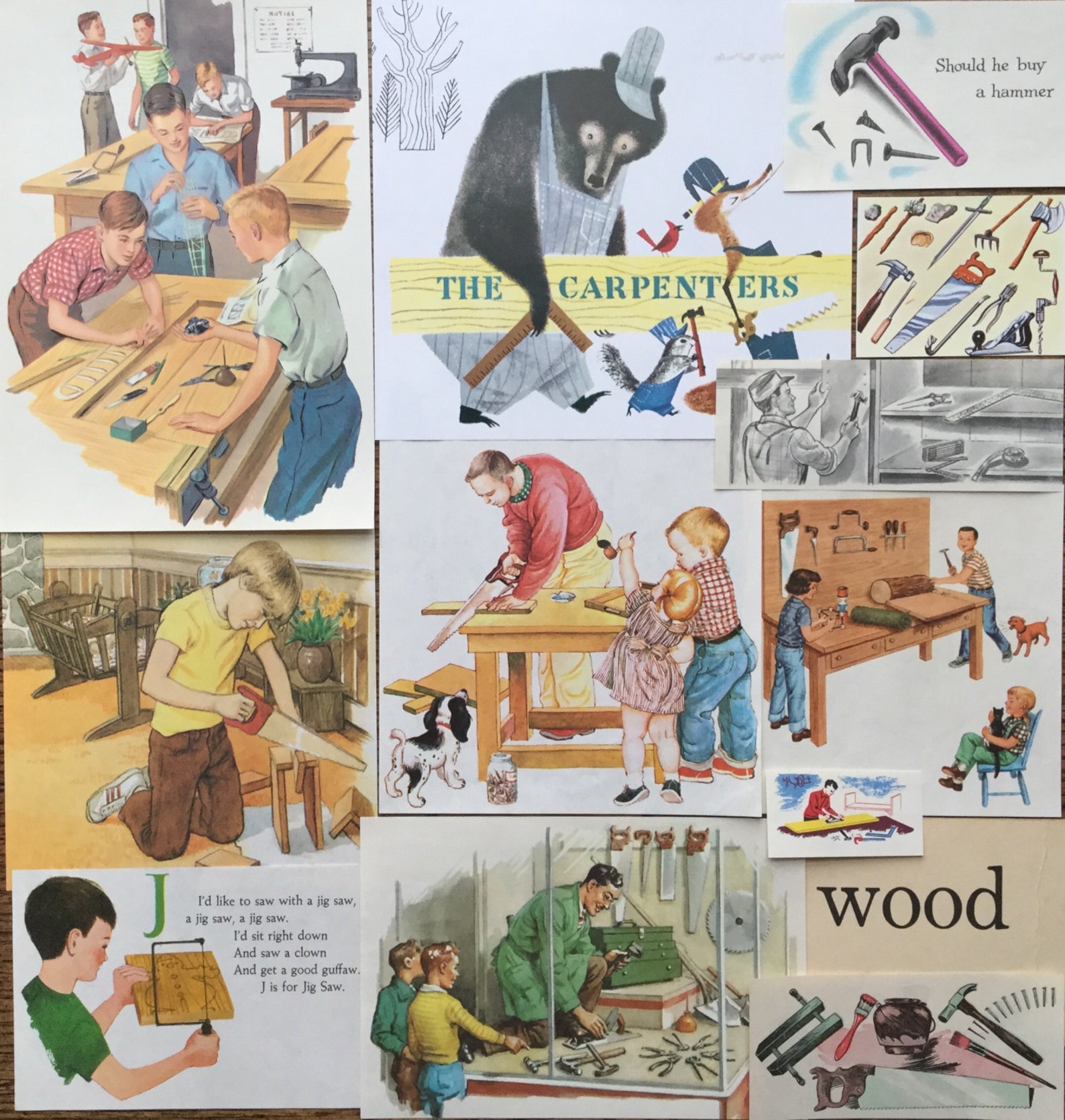 I Want to Be a Carpenter Vintage Wood Working Collage | Etsy