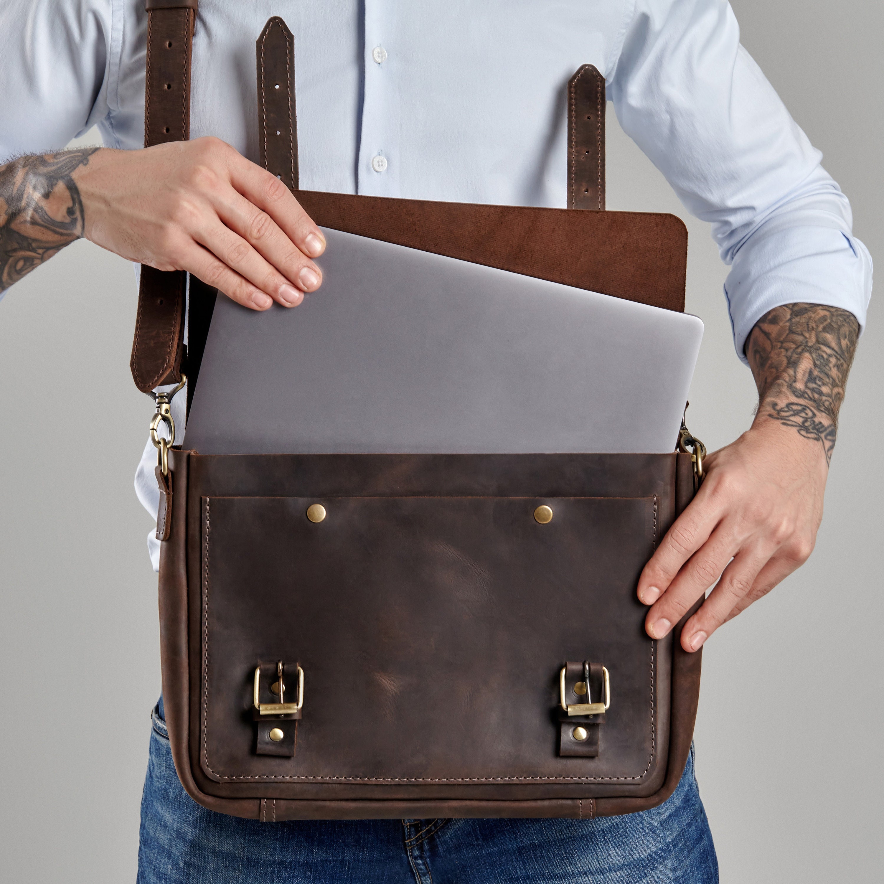 Leather Briefcase, Laptop Courier Bag, Laptop Briefcase Bag, Bag for ...