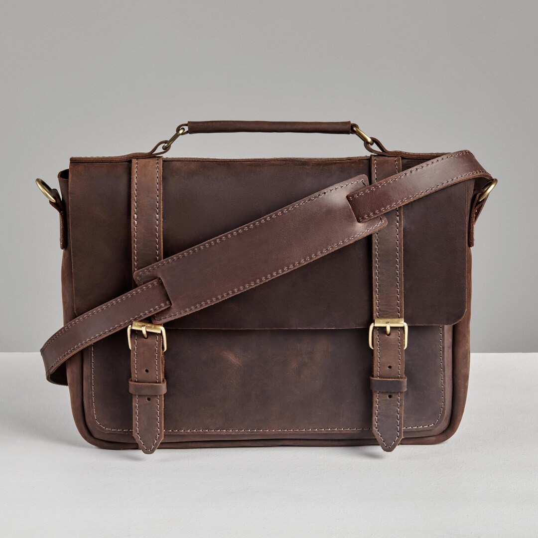 Father's Day Gift Men's Leather Business Briefcase With Monogram ...