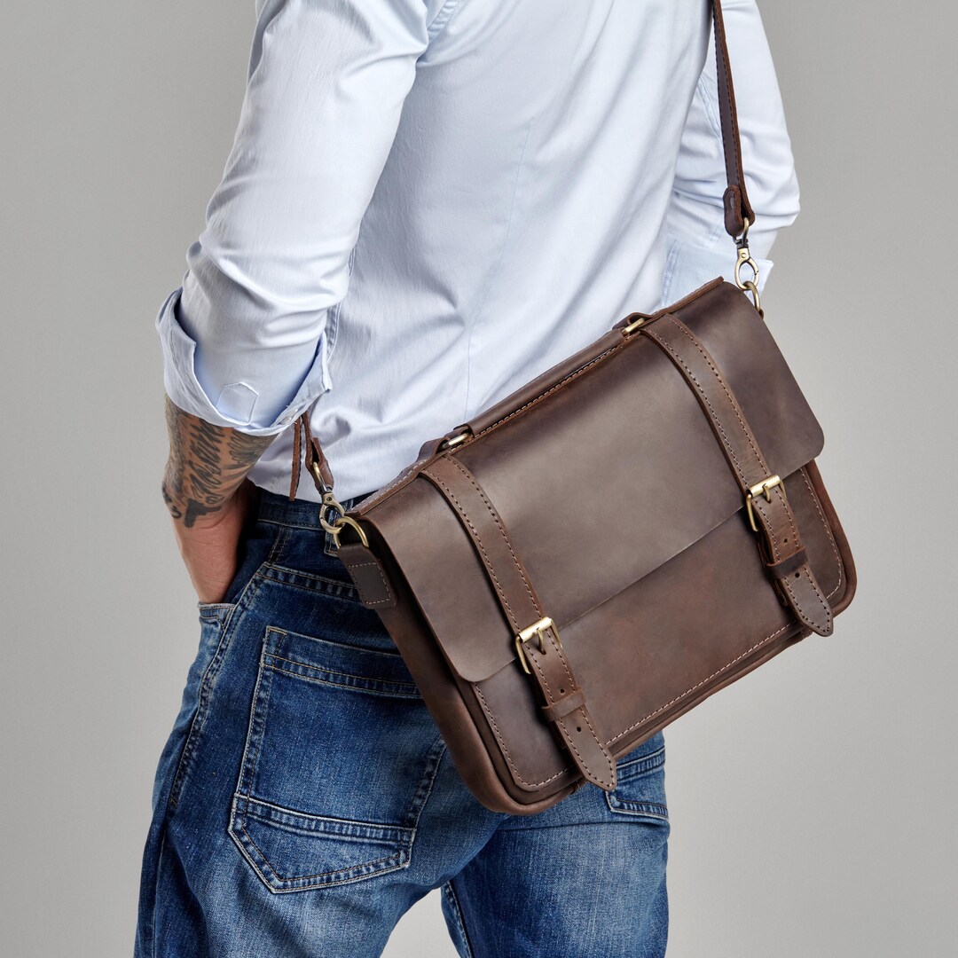 Handcrafted Leather Briefcase for Men & Women, Customized 15" Laptop ...