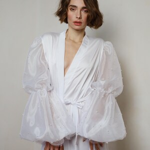 Aesthetic Bridesmaid Robes, Bridal Party Robes Ivory Atlas Robe, Luxury ...