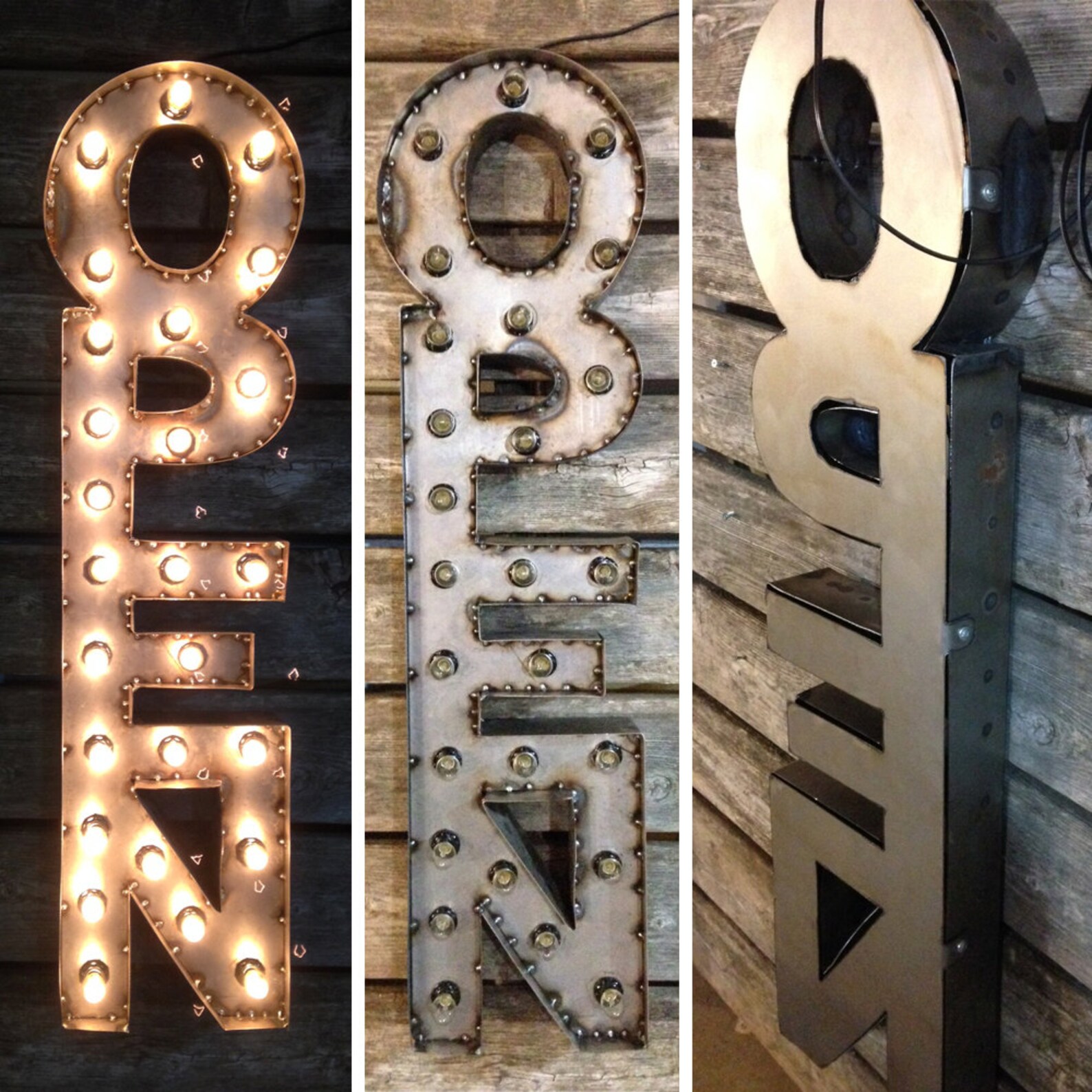 VERTICAL Steel Marquee OPEN SIGN With Back, Non-rusty - Etsy