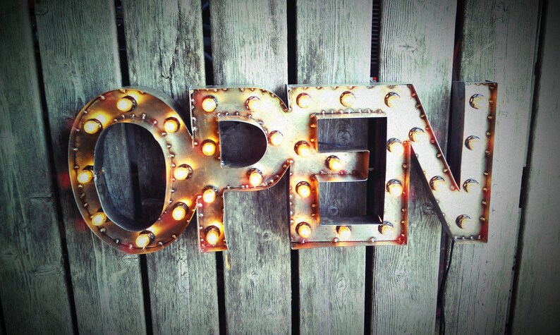12x30 Steel Marquee OPEN SIGN Non-rusty NO Back - Etsy