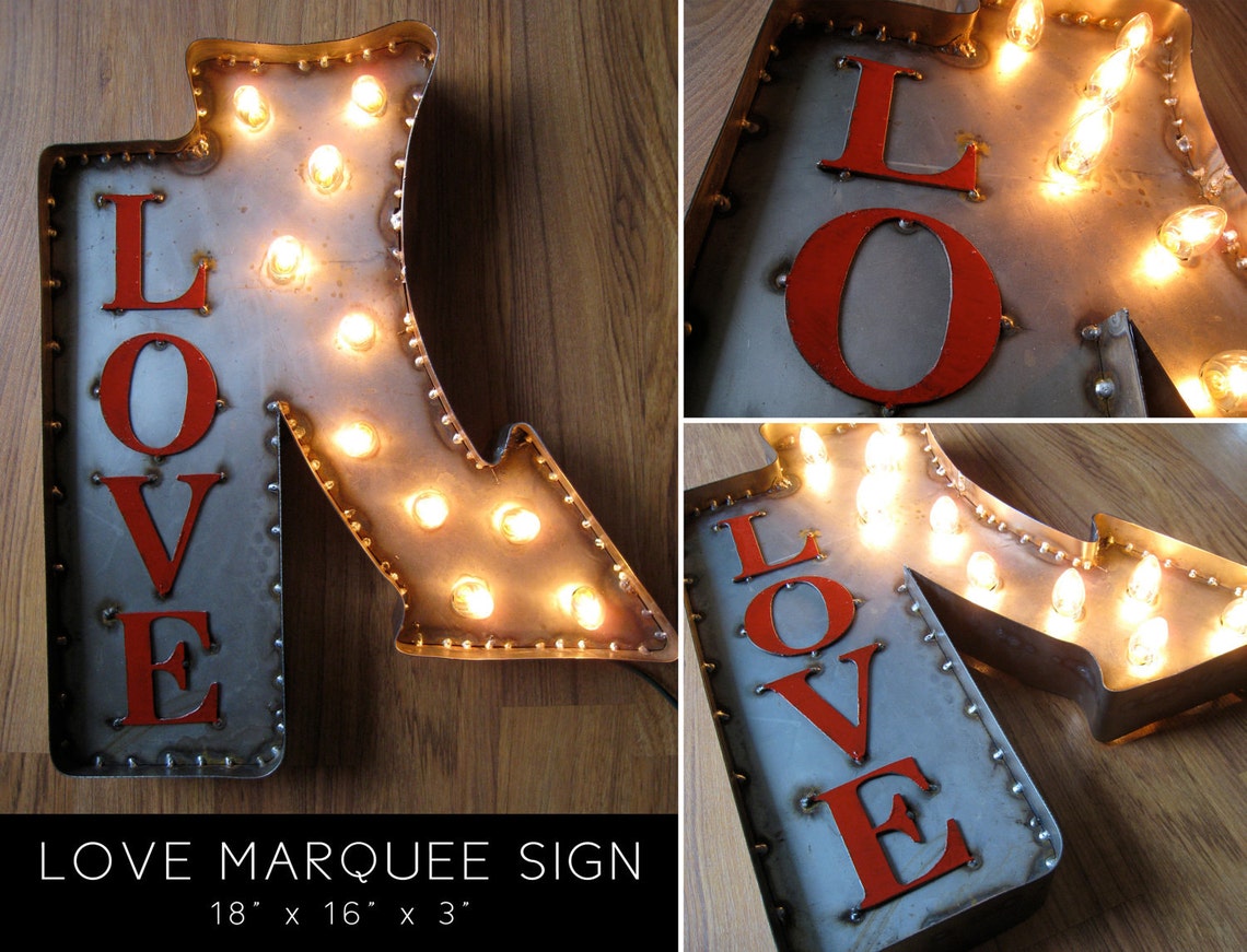 18 Inch Steel Marquee LOVE Sign With Arrow - Etsy