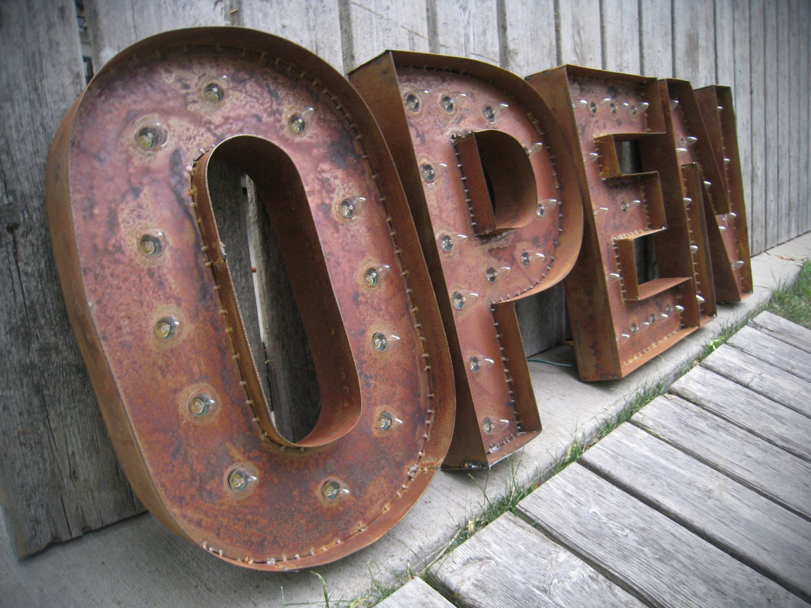 19 Tall OPEN LETTERS Marquee Lights With Patina - Etsy