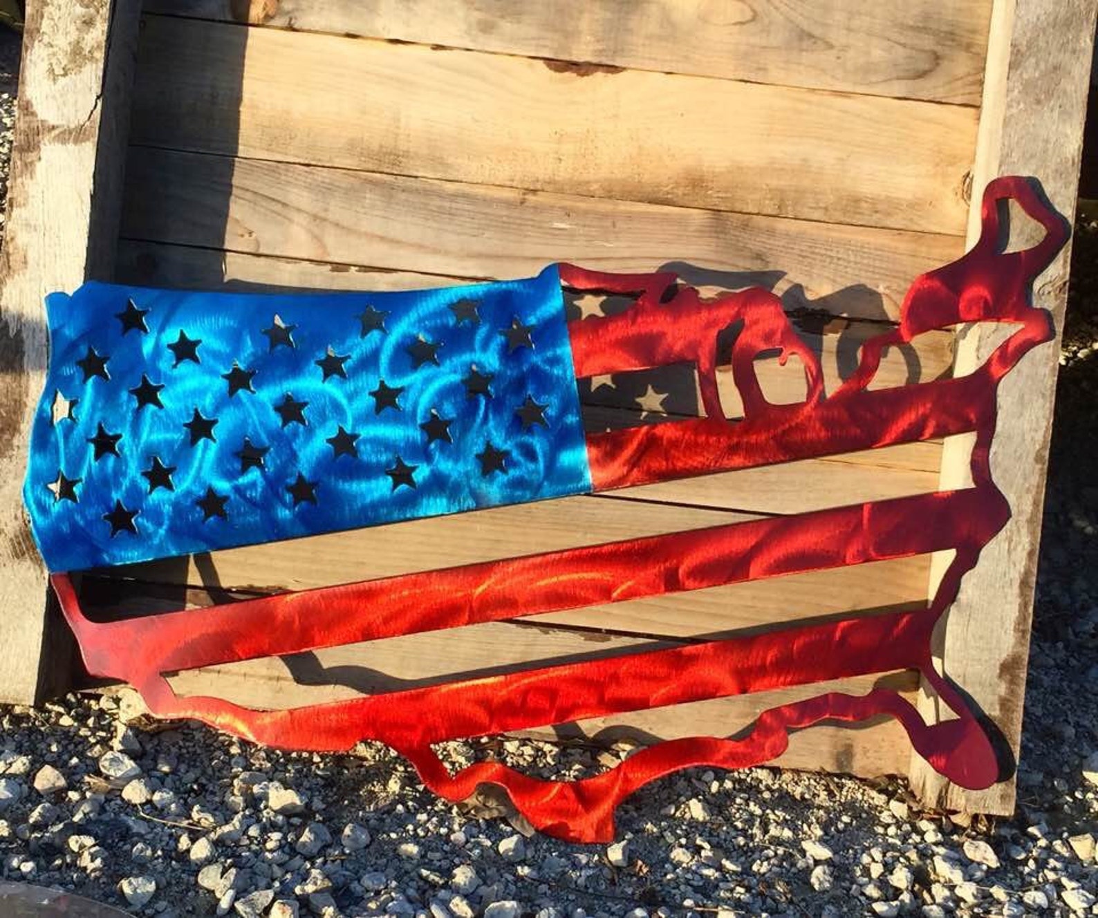 Steel American Flag With Translucent Paint - Etsy