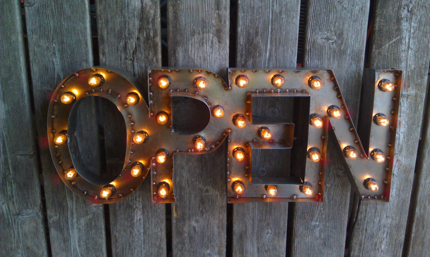 12'x30 Steel Marquee OPEN SIGN With Back Non-rusty - Etsy