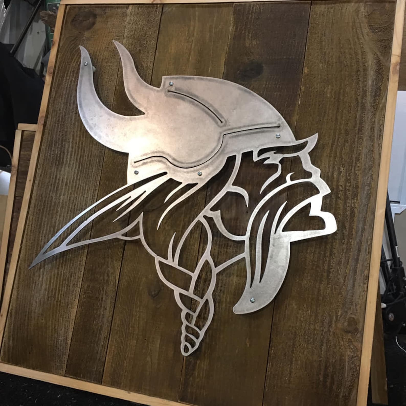 Brushed Steel and Wood MN Vikings Sign - Etsy
