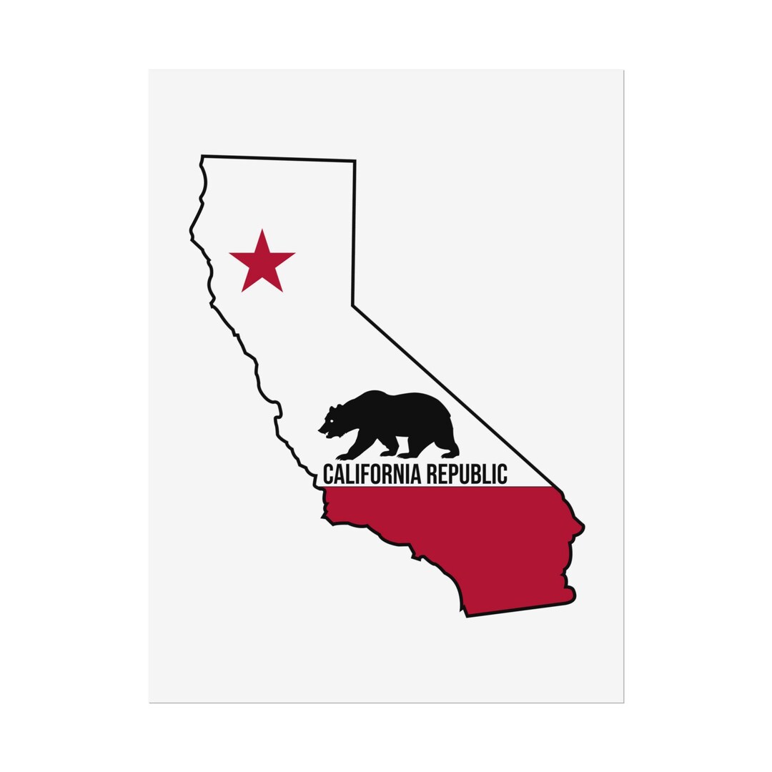State of California Flag Rolled Poster, Wall Art Print, Vintage Style ...