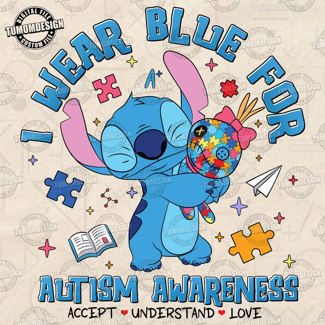 I Wear Blue for Autism Awareness Png, Cartoon Autism Png, Puzzle Autism ...