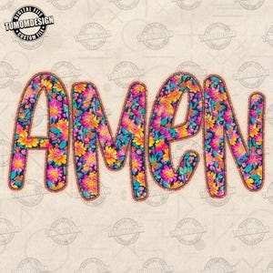 Retro Amen Png, Floral Glitter Amen PNG, Preppy Easter Png, Amen Png ...