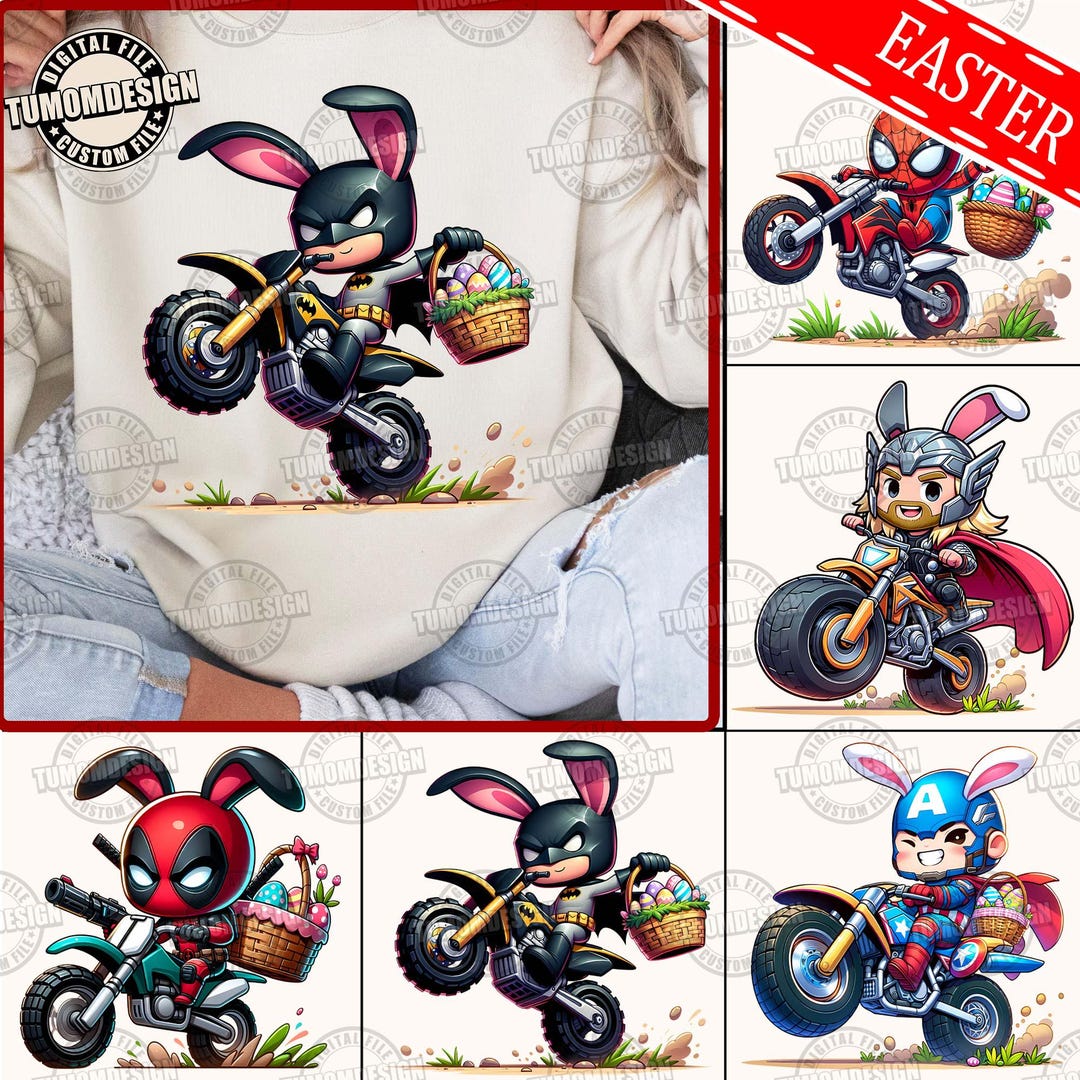 Bundle Chibi Easter Cartoon Png, Easter Superhero Monster Truck Png ...