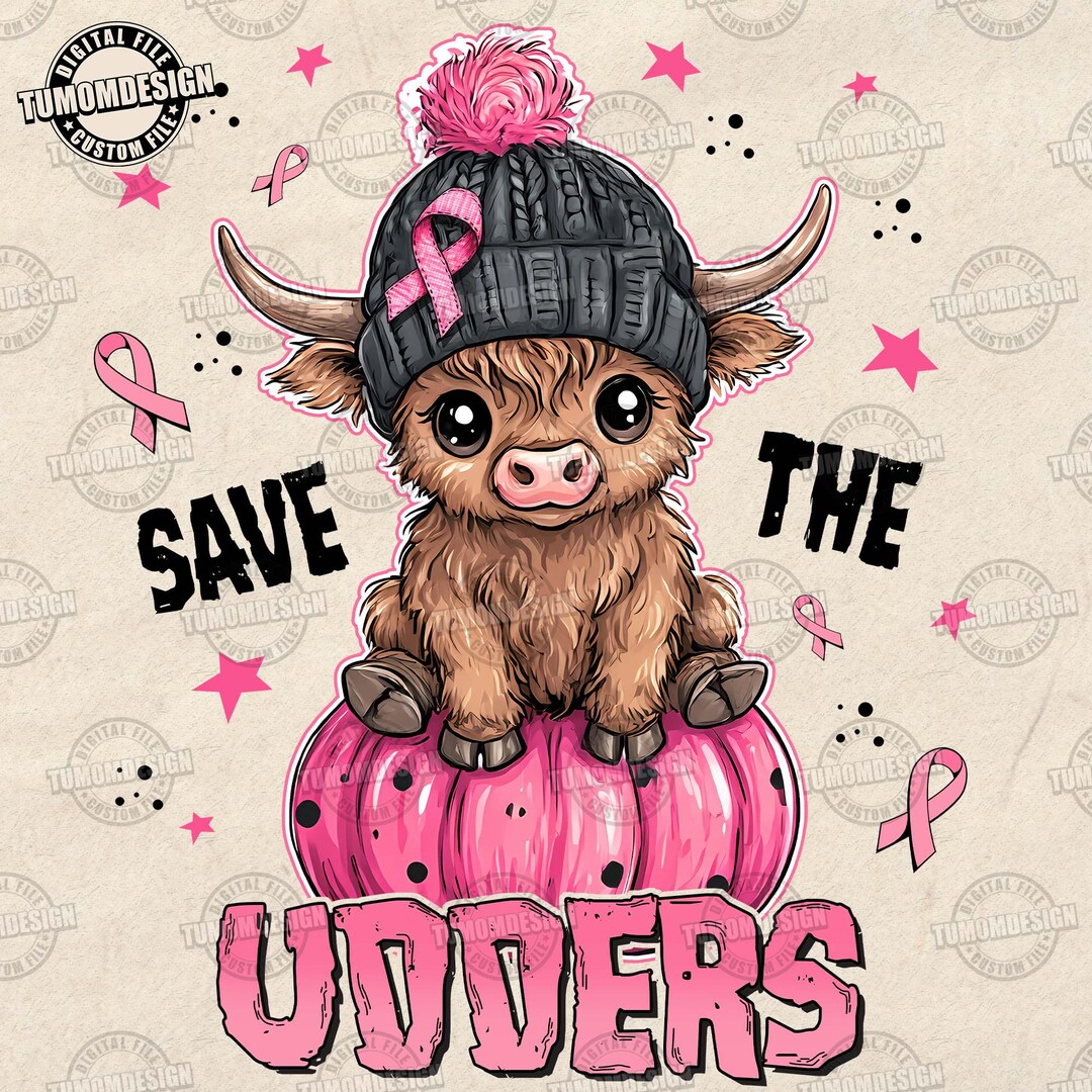 Retro Save the Udders Png, Breast Cancer Png, Cow Png, Cute Cow Png ...