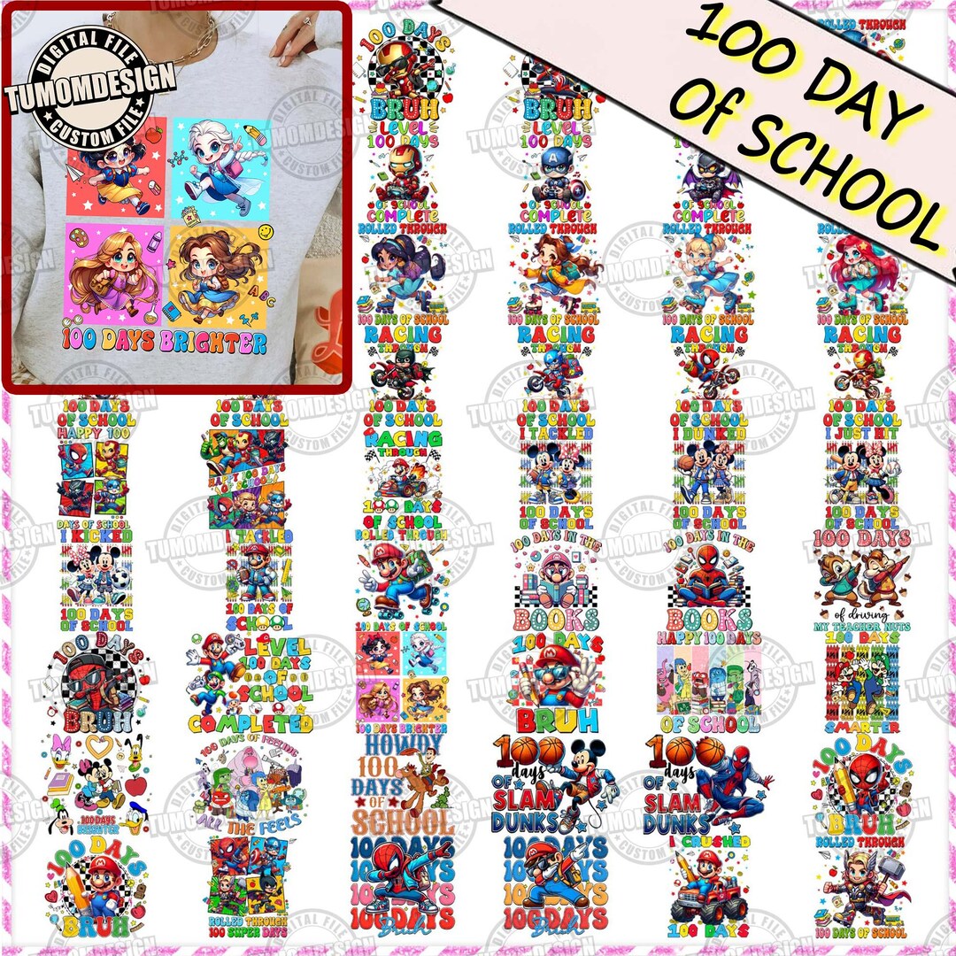 50 100 Days of School Cartoon Png, Happy 100 Days of School Png, Kid ...