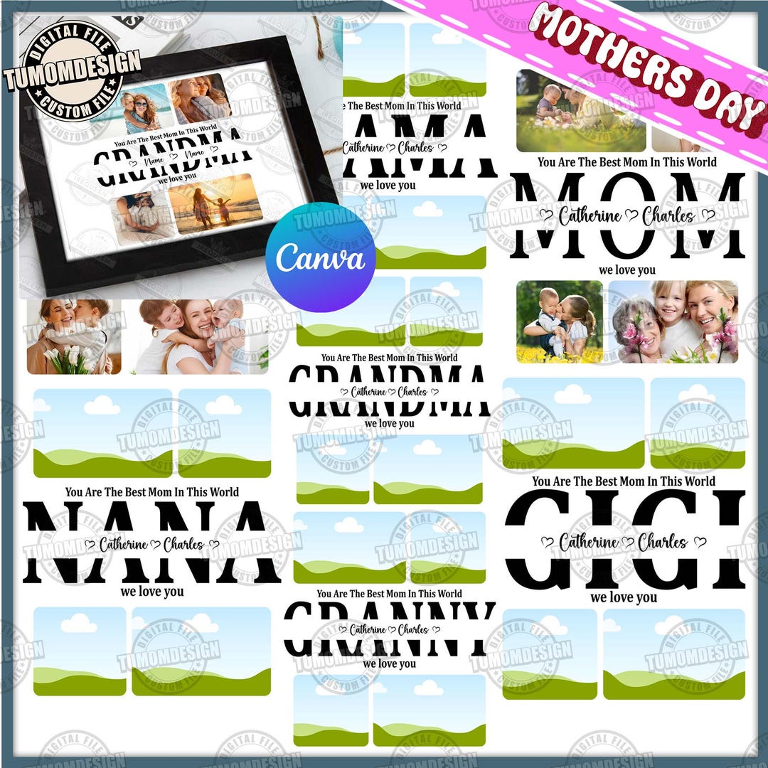 Custom Photos Mother's Day Canva Template, Wear Heart on Sleeve Canva ...